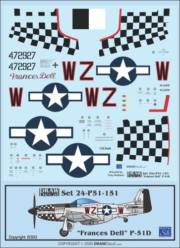 Draw Decal 24-P51-151 North American P-51 D - “Frances Dell”