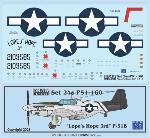 Draw Decal 24-P51-160 North American P-51 B - "Lope's Hope 3rd"