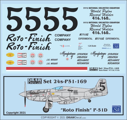 Draw Decal 24-P51-169 North American P-51 D - "Roto Finish"