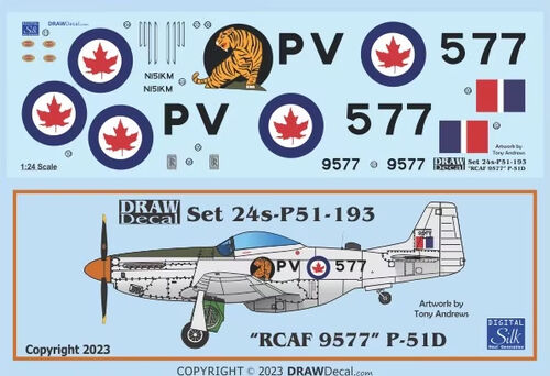 Draw Decal 24-P51-193 North American P-51 D - RCAF 9577