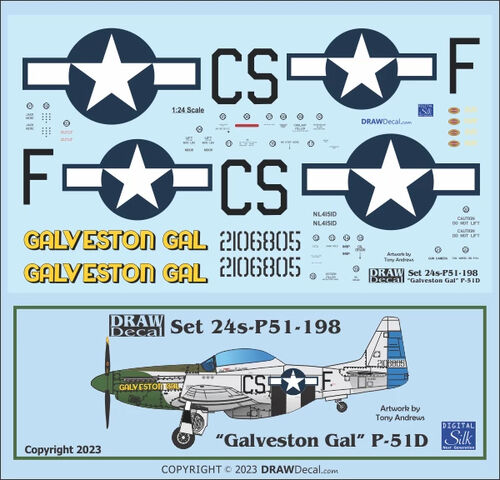 Draw Decal 24-P51-198 North American TF-51 D - “Galveston Gal”