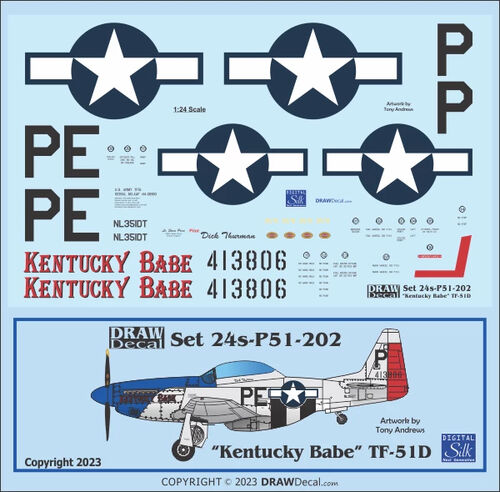 Draw Decal 24-P51-202 North American TF-51 D - “Kentucky Babe”