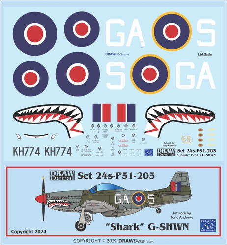 Draw Decal 24-P51-203 North American P-51 D - "Shark" (G-SHWN)