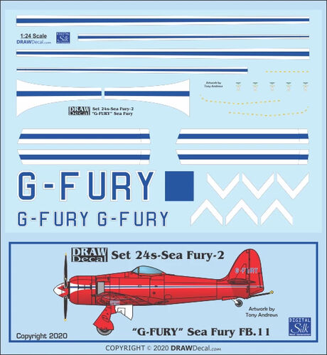 Draw Decal 24-SEAFURY-02 Hawker Sea Fury FB.11 - "G-FURY" Spenser Flack's