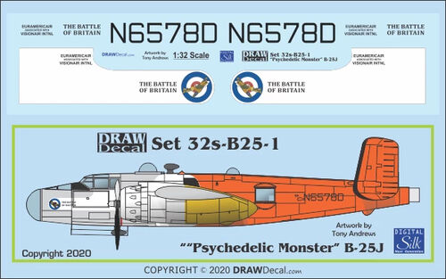 Draw Decal 32-B25-01 North American B-25 J - “Psychedelic Monster”