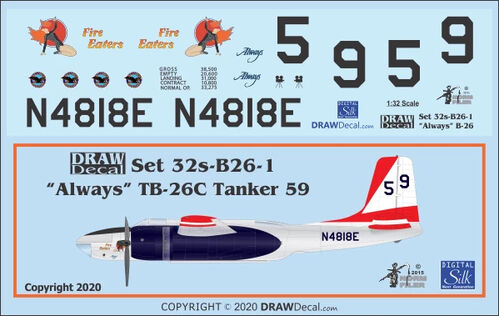 Draw Decal 32-B26-01 Douglas TB-26 C - "Always" Tanker 59