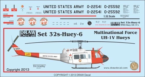 Draw Decal 32-HUEY-06 UH-1 V/H Hueys - Multinational Force & Observers