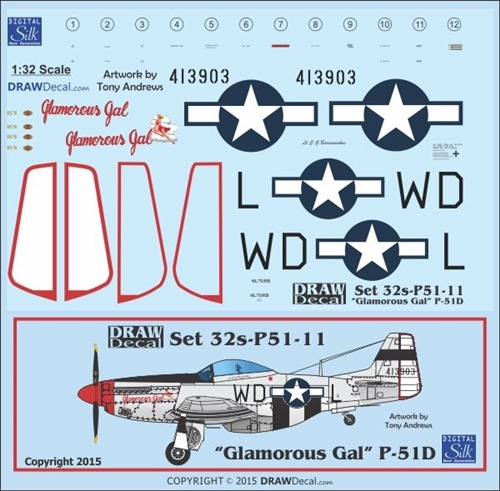 Draw Decal 32-P51-11 North American P-51 D - "Glamorous Gal" Gathering of Mustangs and Legends