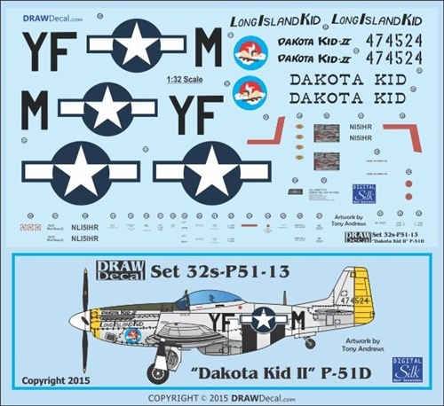 Draw Decal 32-P51-13 North American P-51 D - "Dakota Kid II" Gathering of Mustangs and Legends