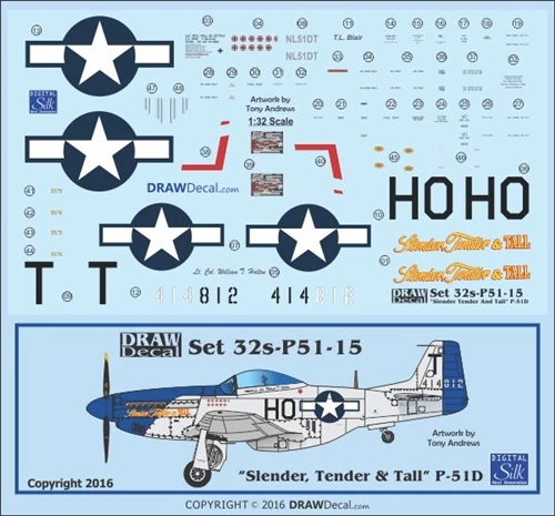 Draw Decal 32-P51-15 North American P-51 D - "Slender, Tender and Tall" Gathering of Mustangs and Legends