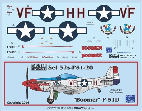 Draw Decal 32-P51-20 North American P-51 D - "Boomer" Gathering of Mustangs and Legends