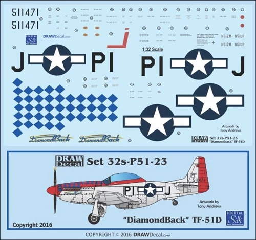Draw Decal 32-P51-23 North American TF-51 D - "Diamond Back" Gathering of Mustangs and Legends