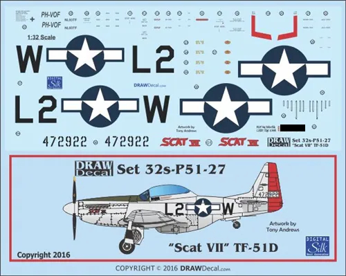 Draw Decal 32-P51-27 North American TF-51 D - "Scat VII" Gathering of Mustangs and Legends