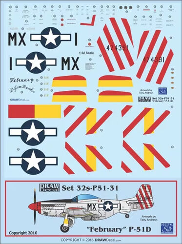 Draw Decal 32-P51-31 North American P-51 D - "February" Gathering of Mustangs and Legends