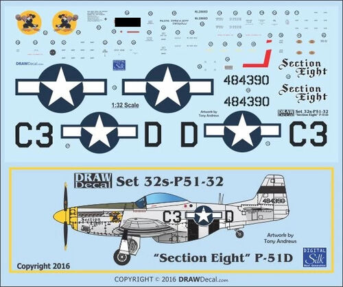 Draw Decal 32-P51-32 North American P-51 D - "Section Eight" Gathering of Mustangs and Legends