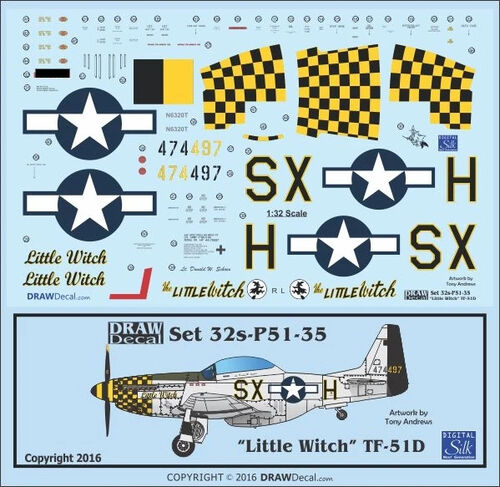 Draw Decal 32-P51-35 North American P-51 D - "Little Witch" Gathering of Mustangs and Legends