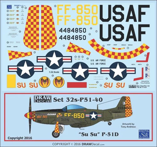 Draw Decal 32-P51-40 North American P-51 D - "Su Su" Gathering of Mustangs and Legends