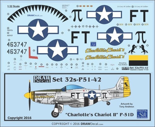 Draw Decal 32-P51-42 North American P-51 D - "Charlotte's Chariot II" Gathering of Mustangs and Legends