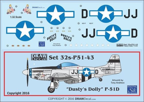 Draw Decal 32-P51-43 North American P-51 D - "Dusty's Dolly" Gathering of Mustangs and Legends