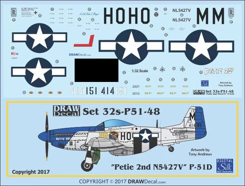 Draw Decal 32-P51-48 North American P-51 D - "Petie 2nd" (N5427V) Gathering of Mustangs and Legends