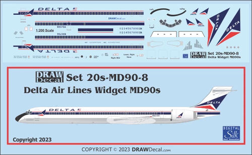 Draw Decal 20-MD90-08 McDonnell Douglas MD-90 - Delta Air Lines "Widget"