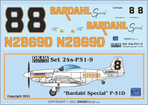Draw Decal 24-P51-09 North American P-51 D - "Bardahl Special" (1964 version)