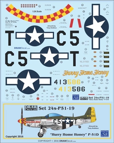 Draw Decal 24-P51-19 North American P-51 D - "Hurry Home Honey" Gathering of Mustangs and Legends