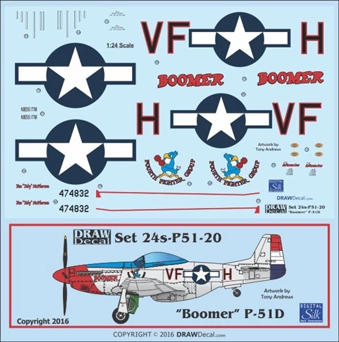 Draw Decal 24-P51-20 North American P-51 D - "Boomer" Gathering of Mustangs and Legends