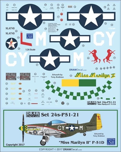 Draw Decal 24-P51-21 North American P-51 D - "Miss Marilyn II" Gathering of Mustangs and Legends