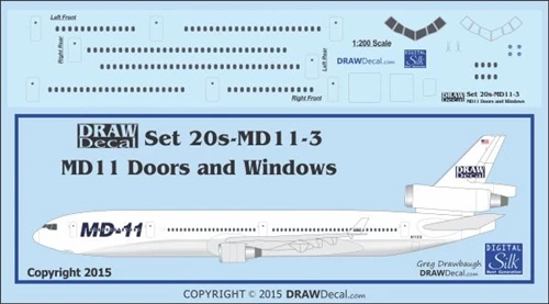 Draw Decal 20-MD11-03 McDonnell Douglas MD-11 - Doors and Windows (for Hasegawa kits)