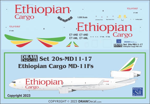 Draw Decal 20-MD11-17 McDonnell Douglas MD-11F - Ethiopian Cargo