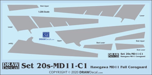 Draw Decal 20-MD11-C1 McDonnell Douglas MD-11 - Upper and Lower Coroguard (for Hasegawa kits)