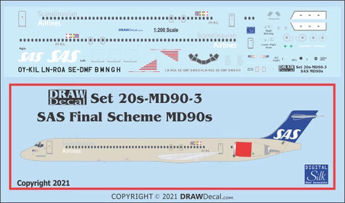 Draw Decal 20-MD90-03 McDonnell Douglas MD-90 - SAS Final Colors