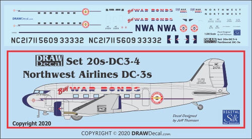 Draw Decal 20-DC3-04 Douglas DC-3 - Northwest
