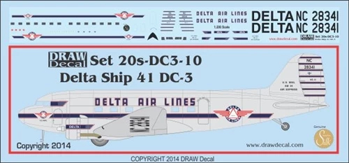 Draw Decal 20-DC3-10 Douglas DC-3 - Delta "Ship 41"