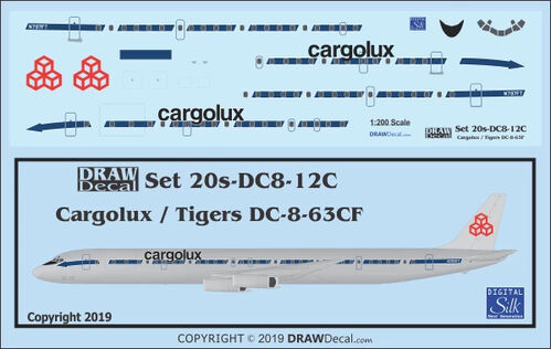 Draw Decal 20-DC8-12C Douglas DC-8-63CF - Cargolux / Flying Tiger (N797FT)