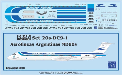Draw Decal 20-DC9-01 McDonnell Douglas MD-80 - Aerolineas Argentinas