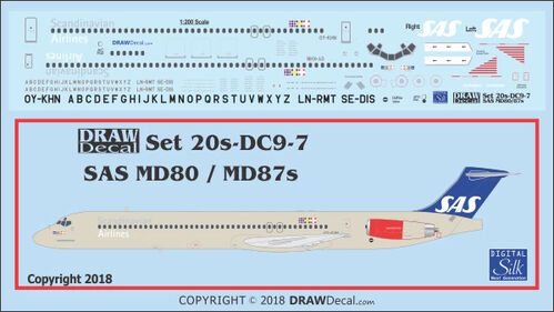 Draw Decal 20-DC9-07 McDonnell Douglas MD-80/MD-87 - SAS Final Colors