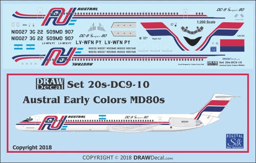 Draw Decal 20-DC9-10 McDonnell Douglas MD-80 - Austral Delivery Colors