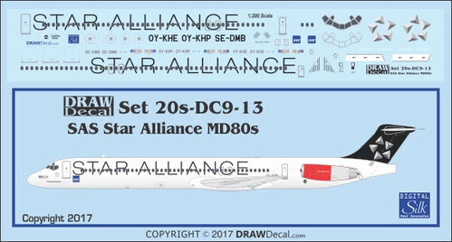 Draw Decal 20-DC9-13 McDonnell Douglas MD-80 - SAS Star Alliance