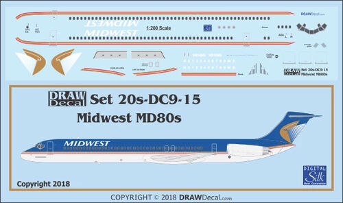 Draw Decal 20-DC9-15 McDonnell Douglas MD-80 - Midwest Airlines