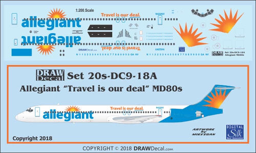 Draw Decal 20-DC9-18A McDonnell Douglas MD-80 - Allegiant Air "travel is our deal"