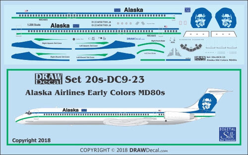 Draw Decal 20-DC9-23 McDonnell Douglas MD-80 - Alaska Airlines Delivery Colors