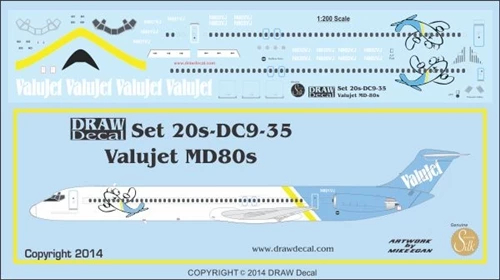 Draw Decal 20-DC9-35 McDonnell Douglas MD-80 - Valujet