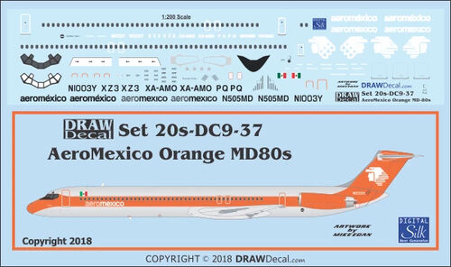 Draw Decal 20-DC9-37 McDonnell Douglas MD-80 - AeroMexico Orange