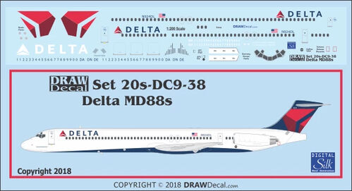 Draw Decal 20-DC9-38 McDonnell Douglas MD-88 - Delta Air Lines