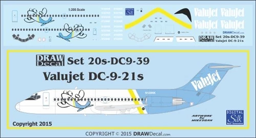 Draw Decal 20-DC9-39 McDonnell Douglas DC-9-21 - Valujet