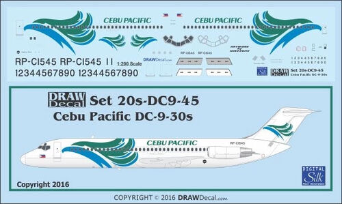 Draw Decal 20-DC9-45 McDonnell Douglas DC-9-30 - Cebu Pacific