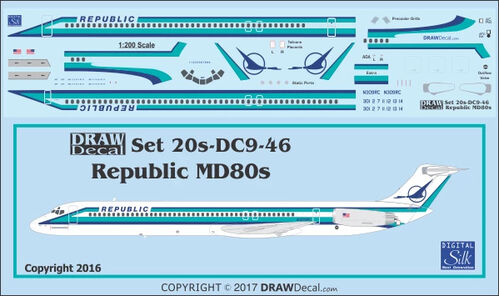 Draw Decal 20-DC9-46 McDonnell Douglas MD-80 - Republic