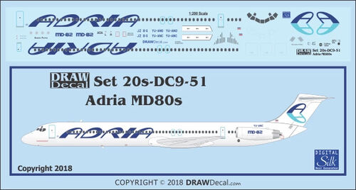 Draw Decal 20-DC9-51 McDonnell Douglas MD-80 - Adria Airways